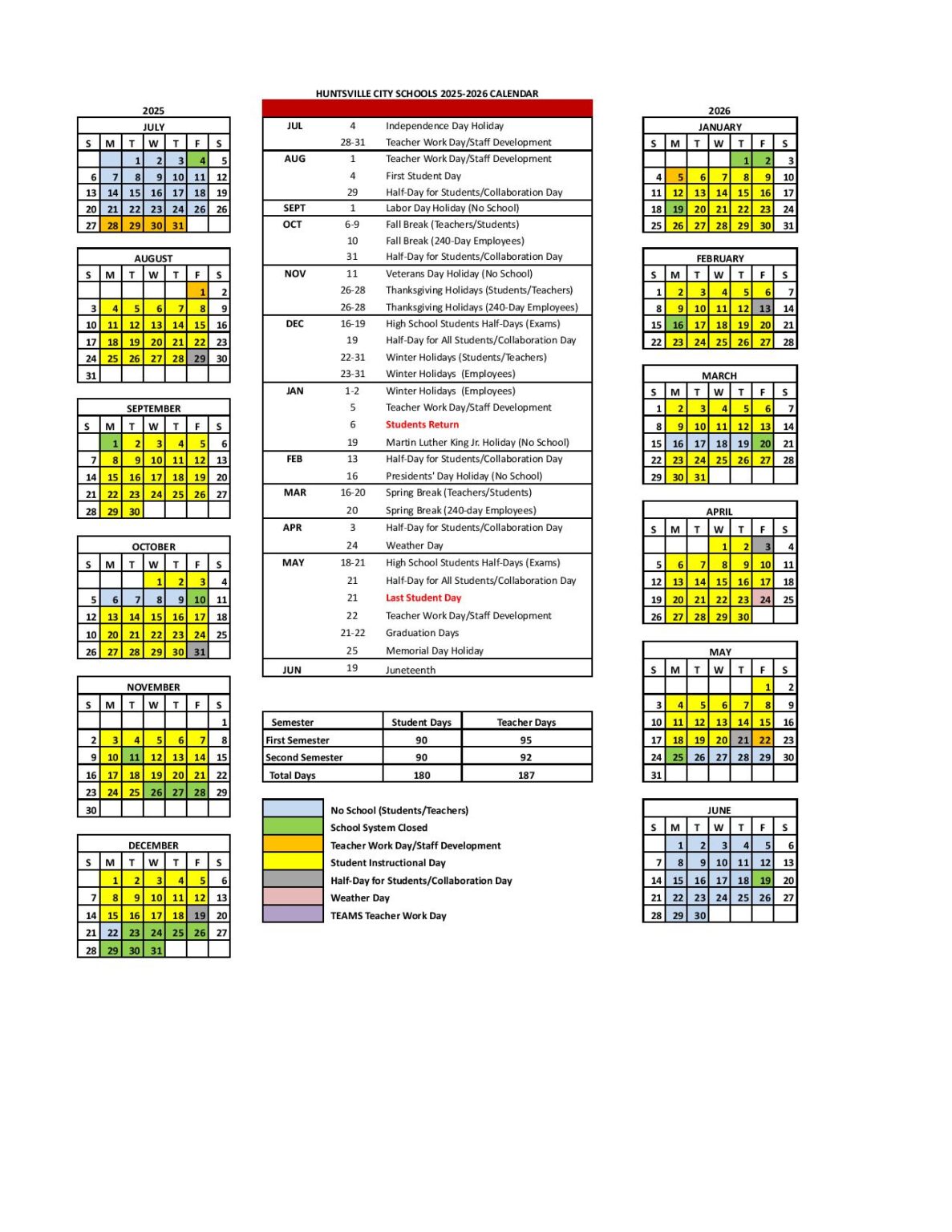 Huntsville City Schools Calendar Holidays 2025-2026 - New School Calendar