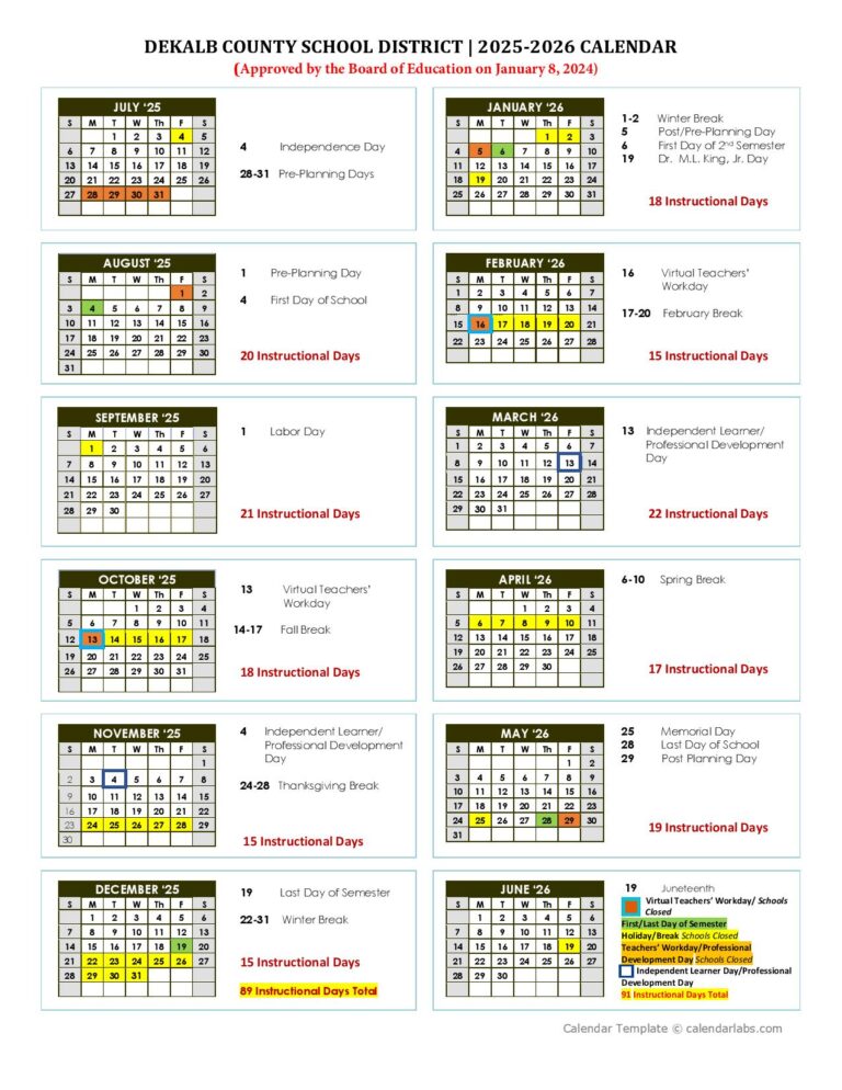 DeKalb County School District Calendar 2025-2026 (Holiday Dates) - New ...