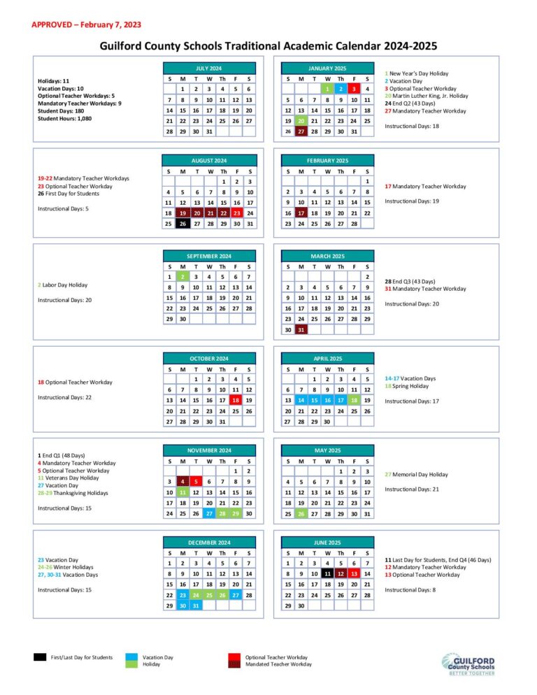 Guilford County Schools Calendar Holidays 2025-2026