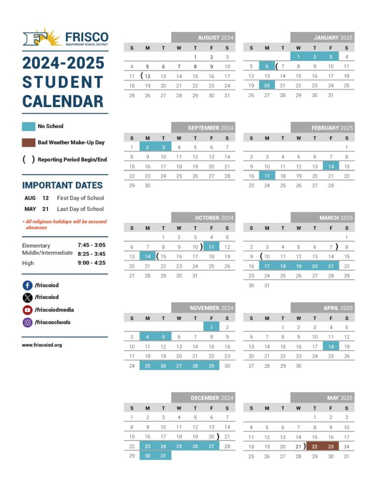 Frisco ISD School Calendar 2025-2026 | Holiday Breaks