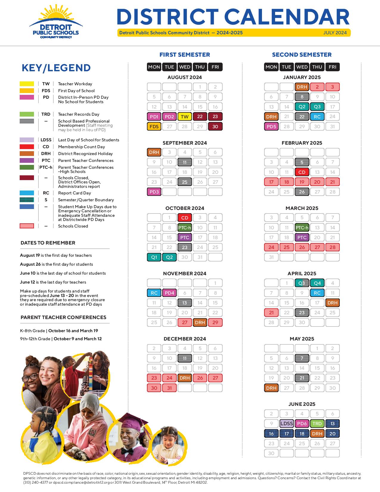 Detroit Public Schools Calendar 2025-2026 | Christmas, Spring