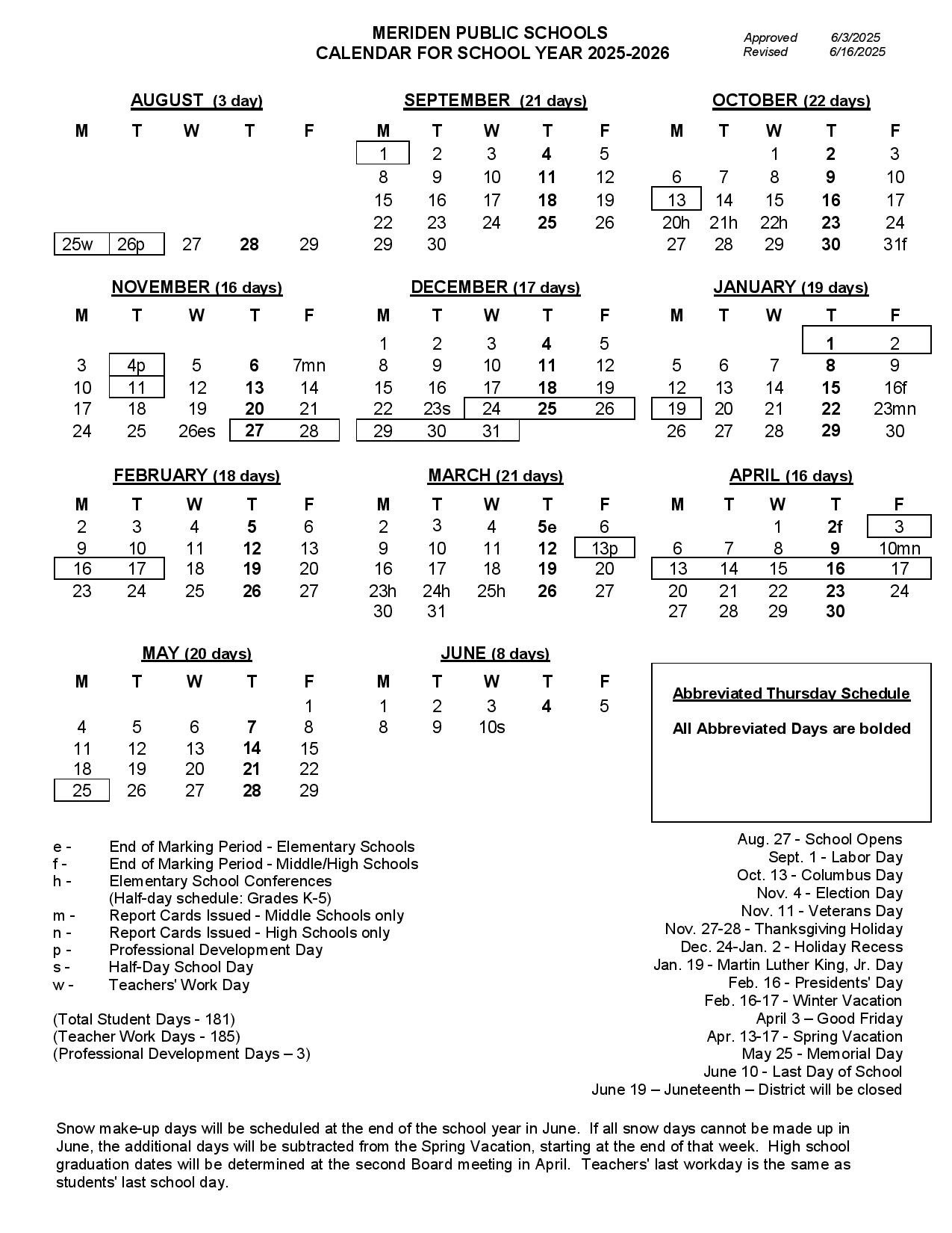 Meridian Public Schools Calendar 2025-2026 | Download Now