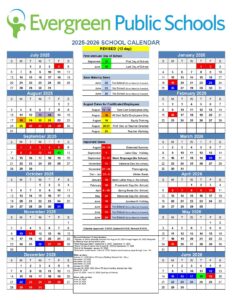 Evergreen Public Schools Calendar 2025-2026 in PDF
